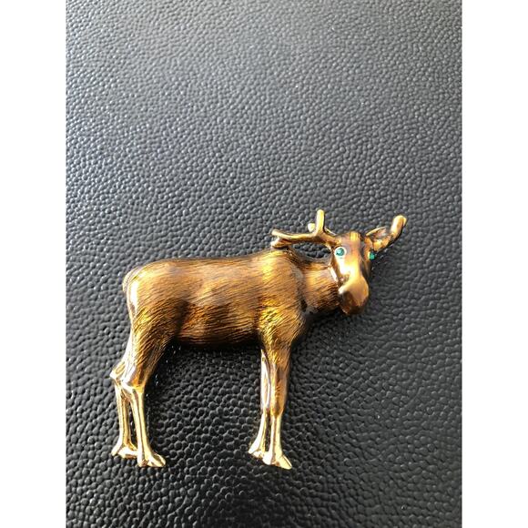 Accents | Vintage Moose Brooch Lapel Pin Gold Color Intricate Detailing ...
